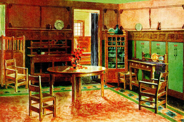 Model interiors devised for Gustav Stickley’s furniture company ...